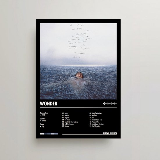 Shawn Mendes Poster - Wonder Album Cover Poster - Shawn Mendes LP - A3 ...