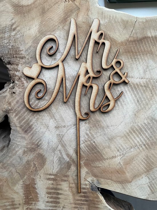Taarttopper Mr & Mrs onbehandeld - Bruiloft - Huwelijk - Trouwen | bol