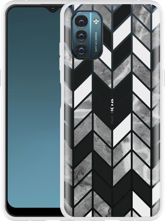 Nokia G11/G21 Hoesje Visgraat Marmer - Designed by Cazy | bol.com