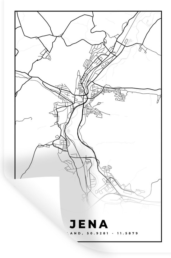 Muurstickers - Sticker Folie - Jena - Kaart - Plattegrond - Stadskaart ...