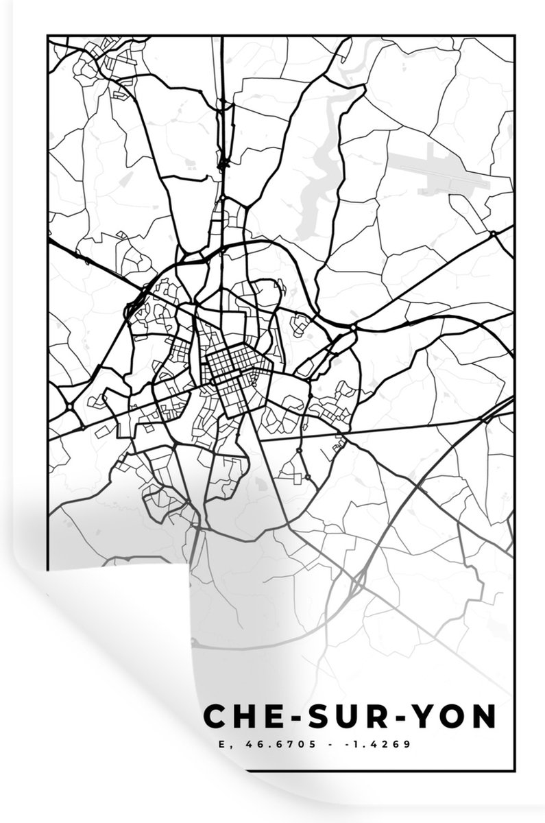 Stickers muraux - Plan de ville - Carte - La Roche-sur-Yon - Carte ...