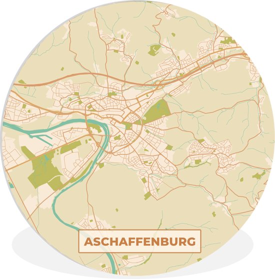 Wall Circle - Wall Circle Indoor - Map - Vintage - Aschaffenburg - Map ...