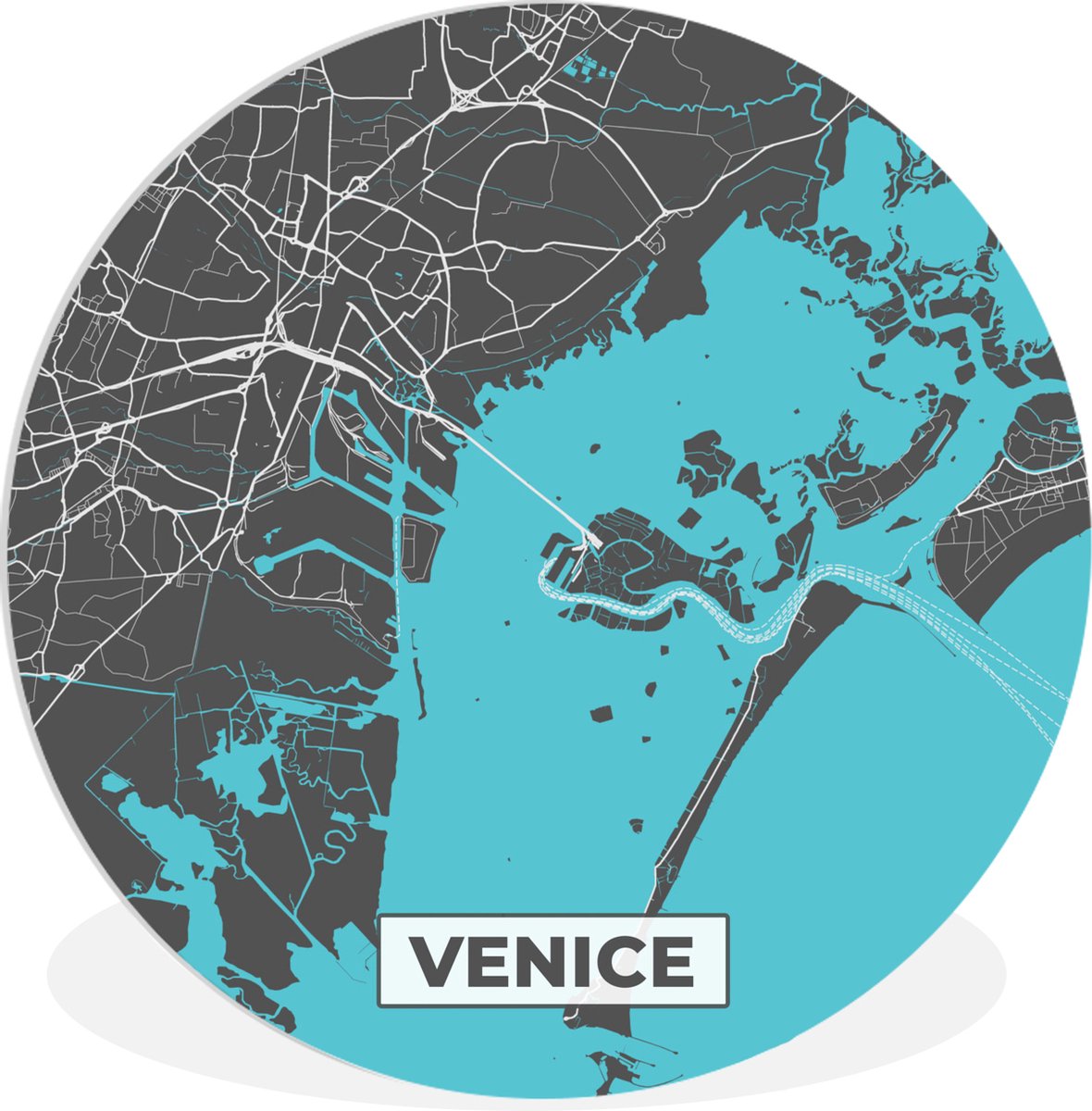 WallCircle - Wall Circle - Wall Circle Indoor - Venetië - City Map - Map - Blauw - Map... | bol.com