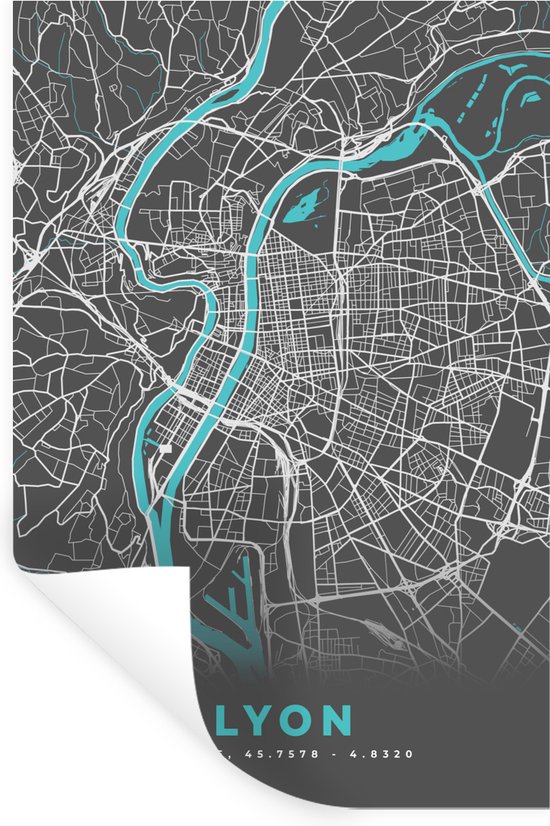 Stickers muraux - Lyon - Carte - Carte - Plan de ville - France - 40x60 ...