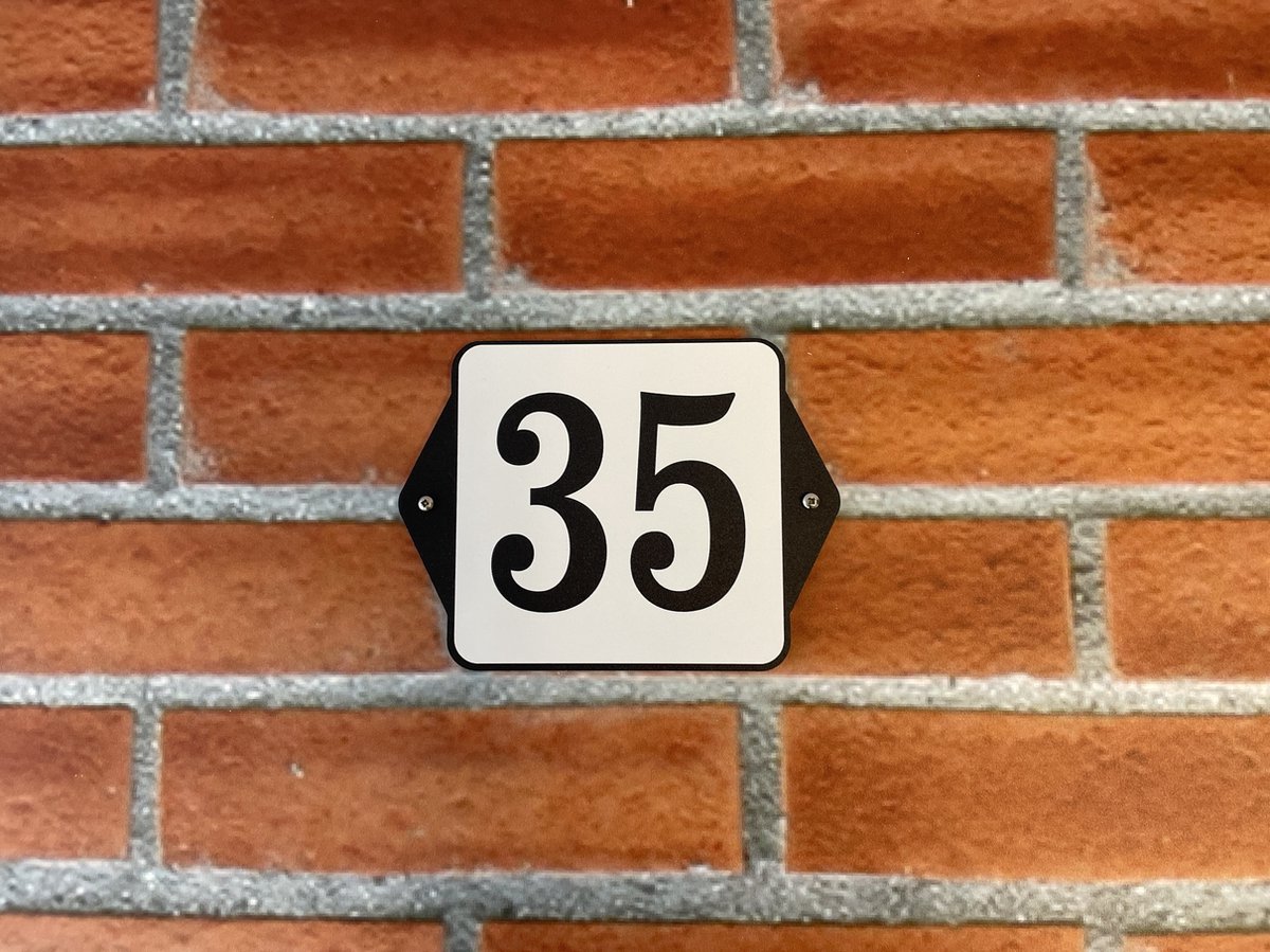 Huisnummerbord klassiek - huisnummer 93 - 16 x 12 cm - wit - schroeven ...