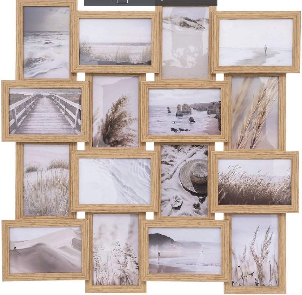 Fotokader - 16 Foto's - Hout - 58 x 58 cm | bol.com