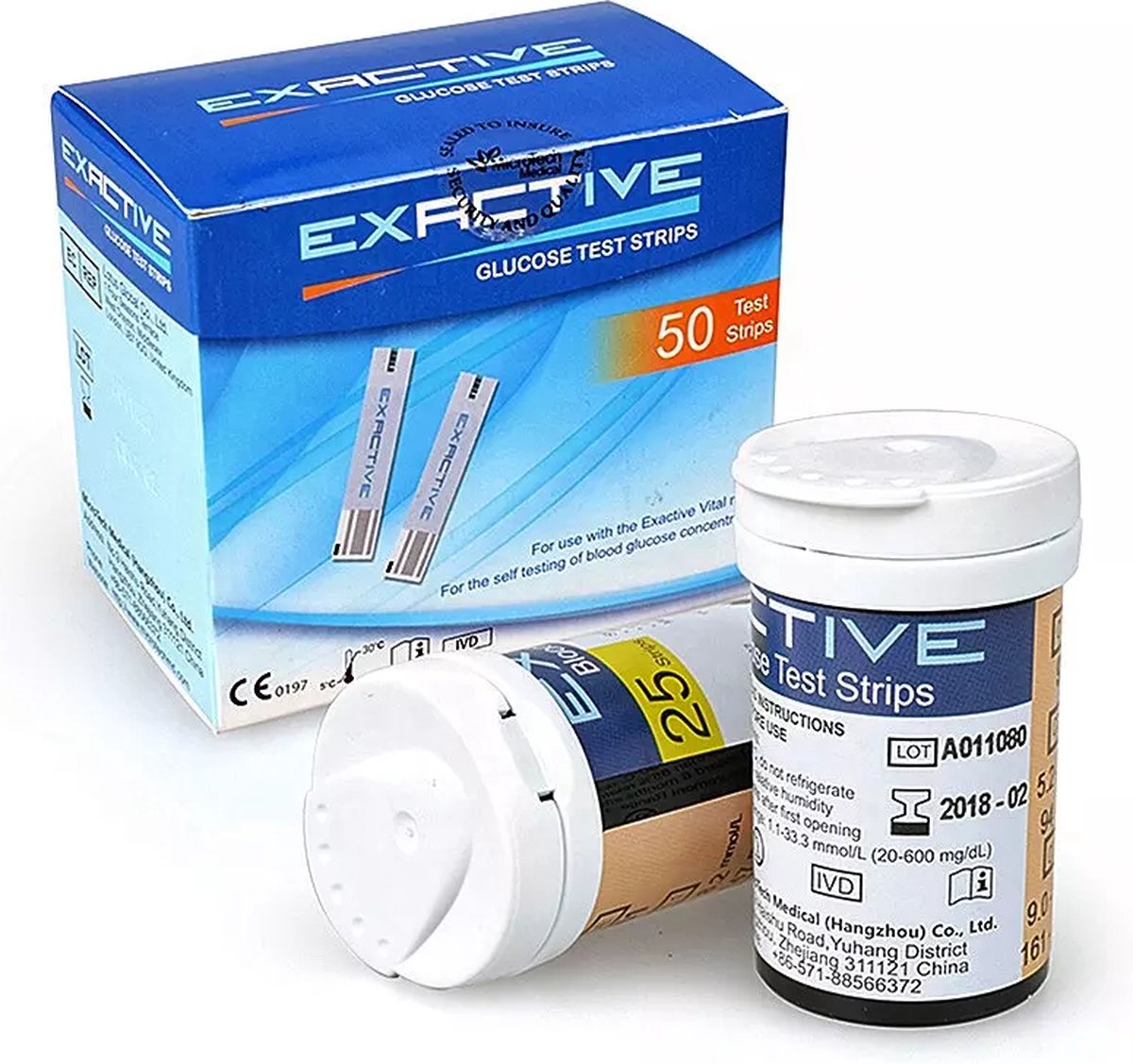 Exactive Vital 50 teststrips en 50 Lancetten – Bloedsuikermeter ...