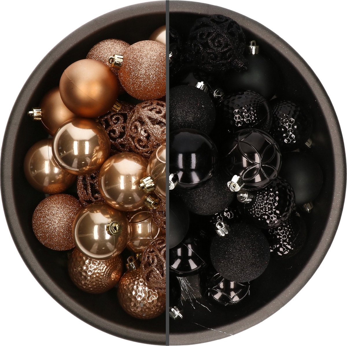 Bellatio Decorations Kerstballen mix - 74-delig - Camel Bruin en Zwart ...