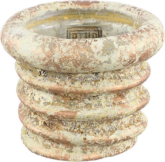 PTMD Zero Bloempot - 14 x 14 x 11 cm - Cement - Creme | bol.com