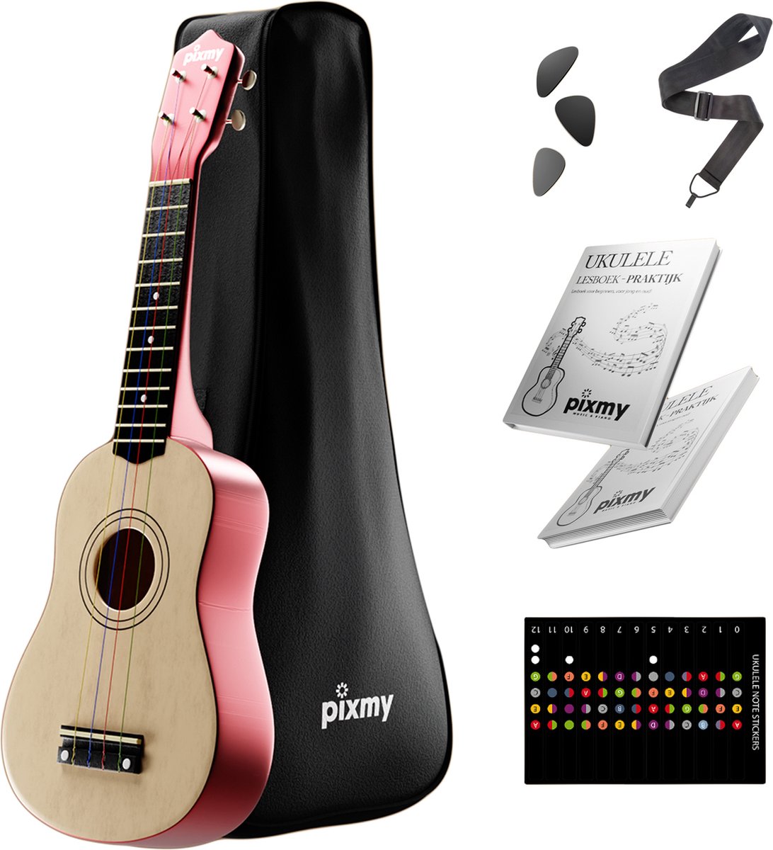 PIXMY® - Premium Sopraan Ukelele Ukulele Standaard – Nano-hout - Incl ...