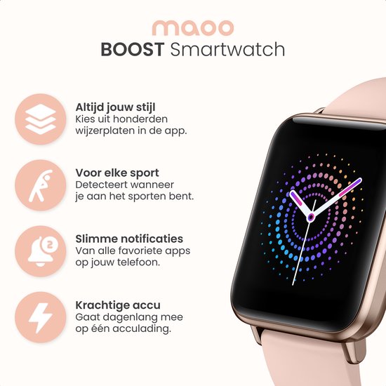 MAOO BOOST Smartwatch - Incl. screenprotector – Waterproof – Smartwatch ...