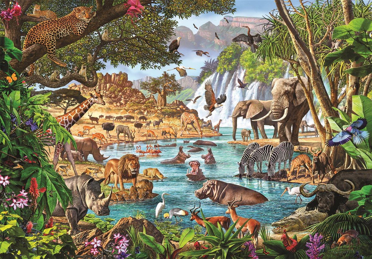 Clementoni Puzzels voor volwassenen - African Waterhole, Puzzel 3000 ...