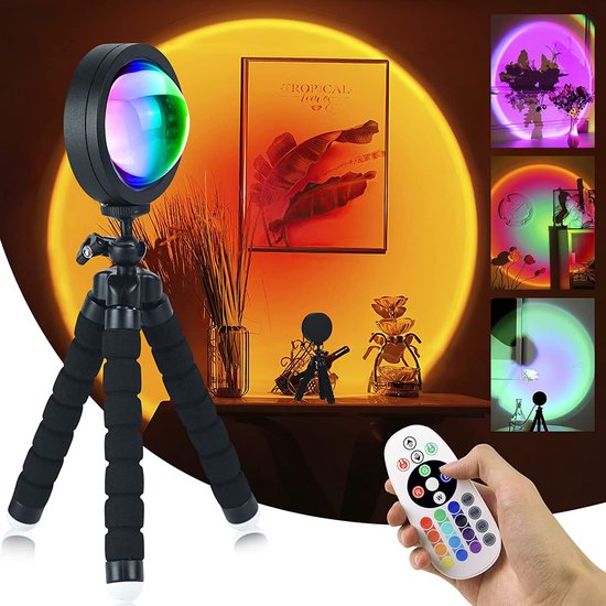 Projector Lamp - Sunset Lamp - Tiktok Lamp - 16 kleuren - Sfeerlamp ...