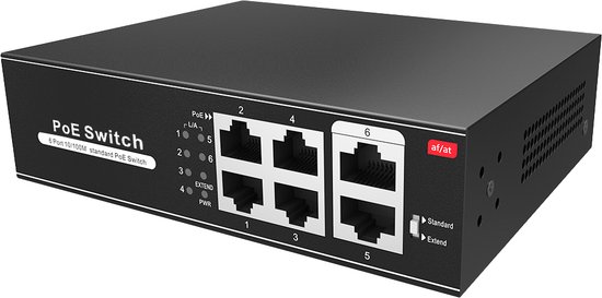 X-Security Poe switch 4X PoE-poorten + 2X Uplink RJ45 48V PoE | bol