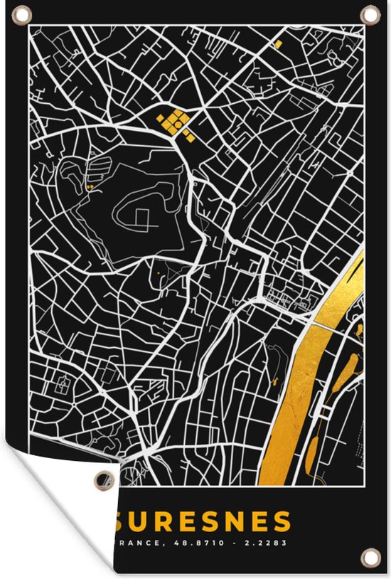 Tuinposters buiten Frankrijk - Suresnes - Stadskaart - Kaart ...