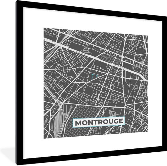 Fotolijst incl. Poster - Montrouge - Frankrijk - Plattegrond ...
