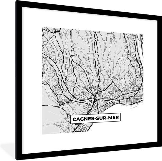Fotolijst incl. Poster - Frankrijk - Cagnes-sur-Mer - Stadskaart ...
