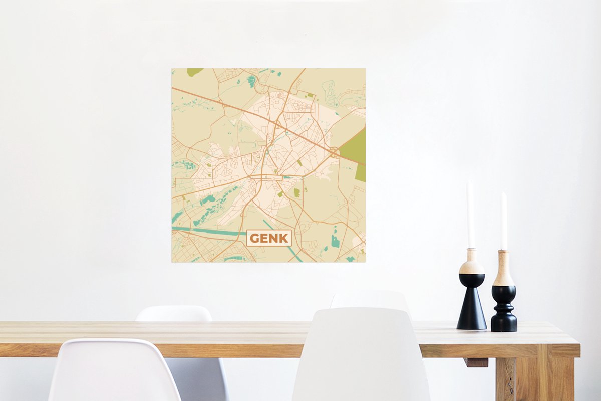 Poster België - Kaart - Genk - Stadskaart - Plattegrond - 50x50 cm ...