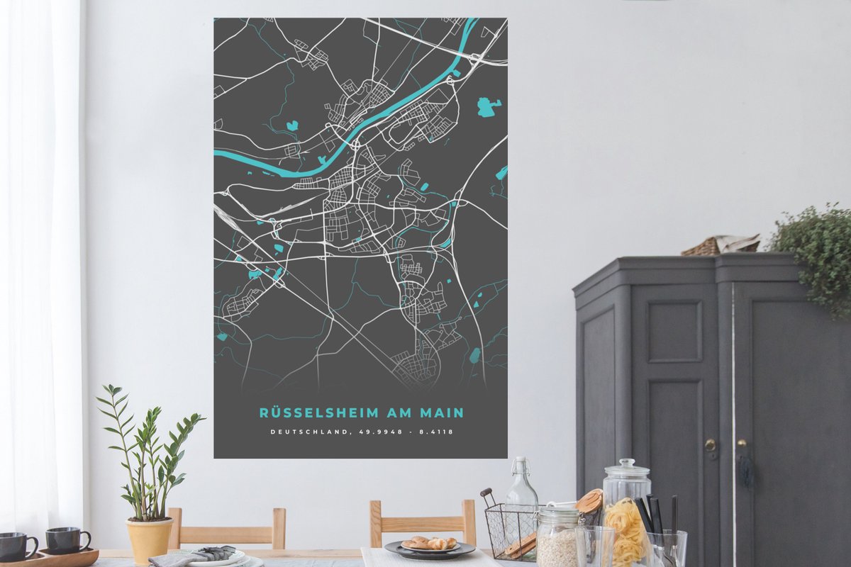 Poster Blauw – Duitsland – Plattegrond – Stadskaart – Kaart ...