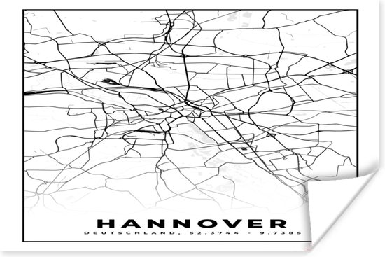 Poster Hannover - Kaart - Stadskaart - Plattegrond - 180x120 cm XXL | bol