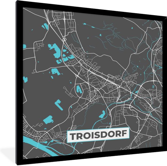 Fotolijst incl. Poster - Troisdorf – Stadskaart – Blauw – Plattegrond ...