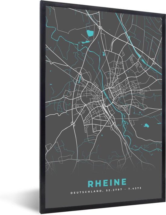 Fotolijst incl. Poster - Blauw – Duitsland – Plattegrond – Stadskaart ...