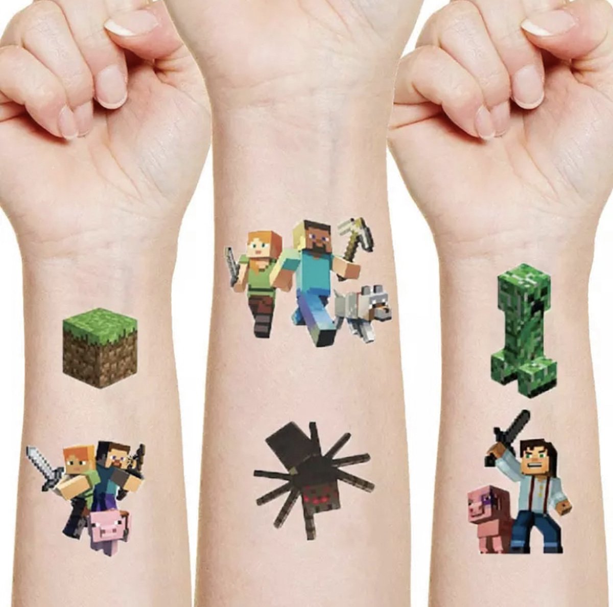 Minecraft Tattoos - Tijdelijke Tattoo -Tattoos Jongens - Tattoos ...