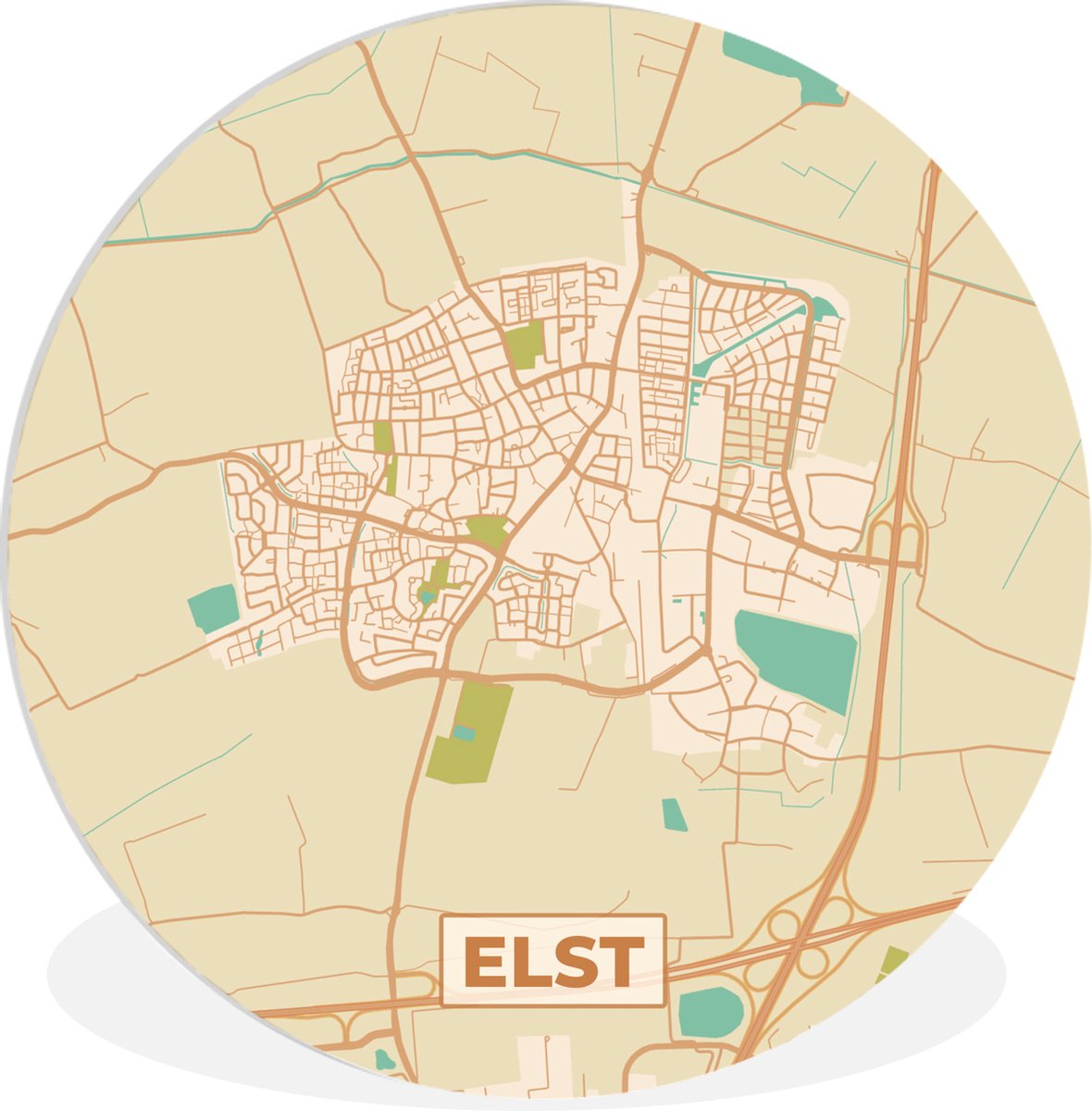 Wall Circle - Wall Circle Indoor - Elst - Map - Map - City Map - ⌀ 90 ...
