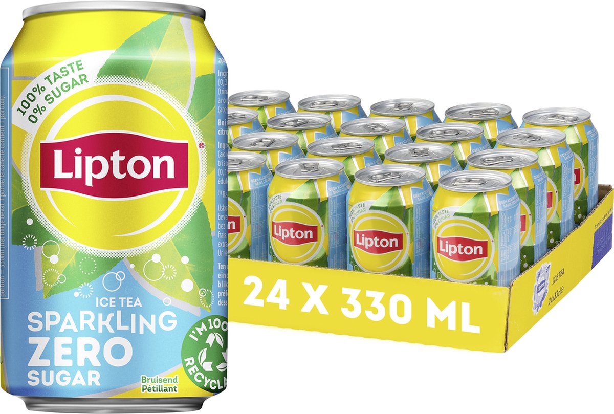 Lipton Ice Tea Sparkling Zero - 24 x 330ml - Voordeelverpakking | bol.com