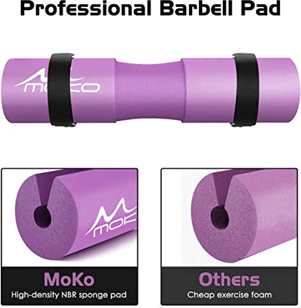 Barbell Squat Pad, Standard and Olympic Bars Thick Foam Sponge Pad with ...