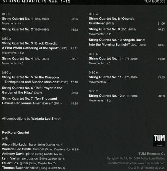 Wadada Leo Smith - String Quartets Nos. 1-12 (7 CD), Wadada Leo Smith | Muziek | bol