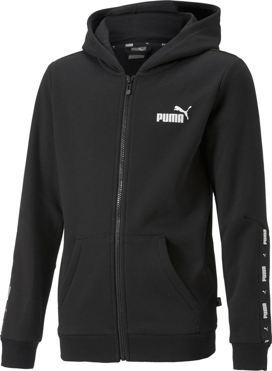 PUMA ESS Tape Full-Zip Hoodie FL B Jongens Trui - Zwart - Maat 164 ...