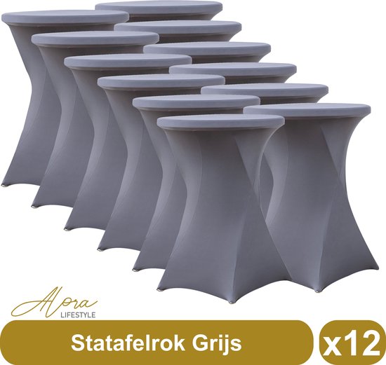 Statafelrok grijs 80 cm - per 12 - partytafel - Alora tafelrok voor statafel -... | bol