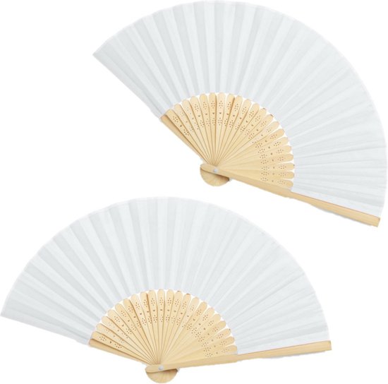 2x stuks handwaaiers/Spaanse waaiers wit - Verkoeling in de zomer | bol
