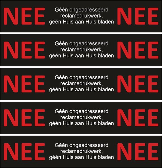 5 stuks Nee Nee sticker voor de brievenbus | bol