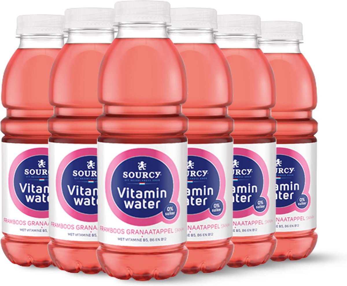 Water Sourcy vitamin framboos/granaatap. fles 0.5l - 6 stuks | bol.com