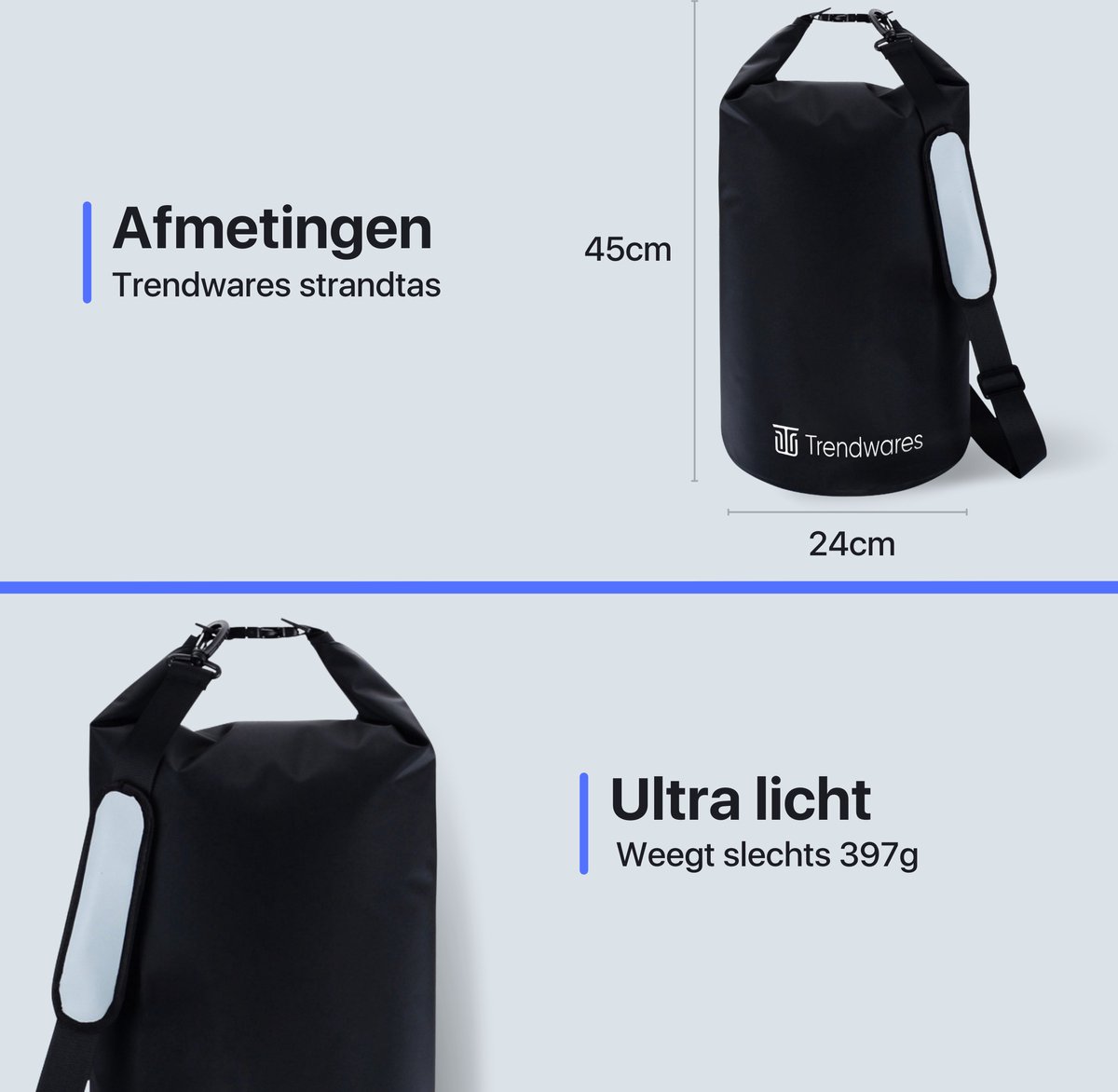Trendwares - Drybag – Strandtas - Waterdichte tas – Droogtas – Rugtas ...