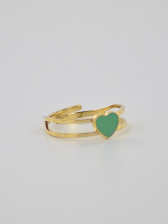 Ring met groen hartje - goud | bol