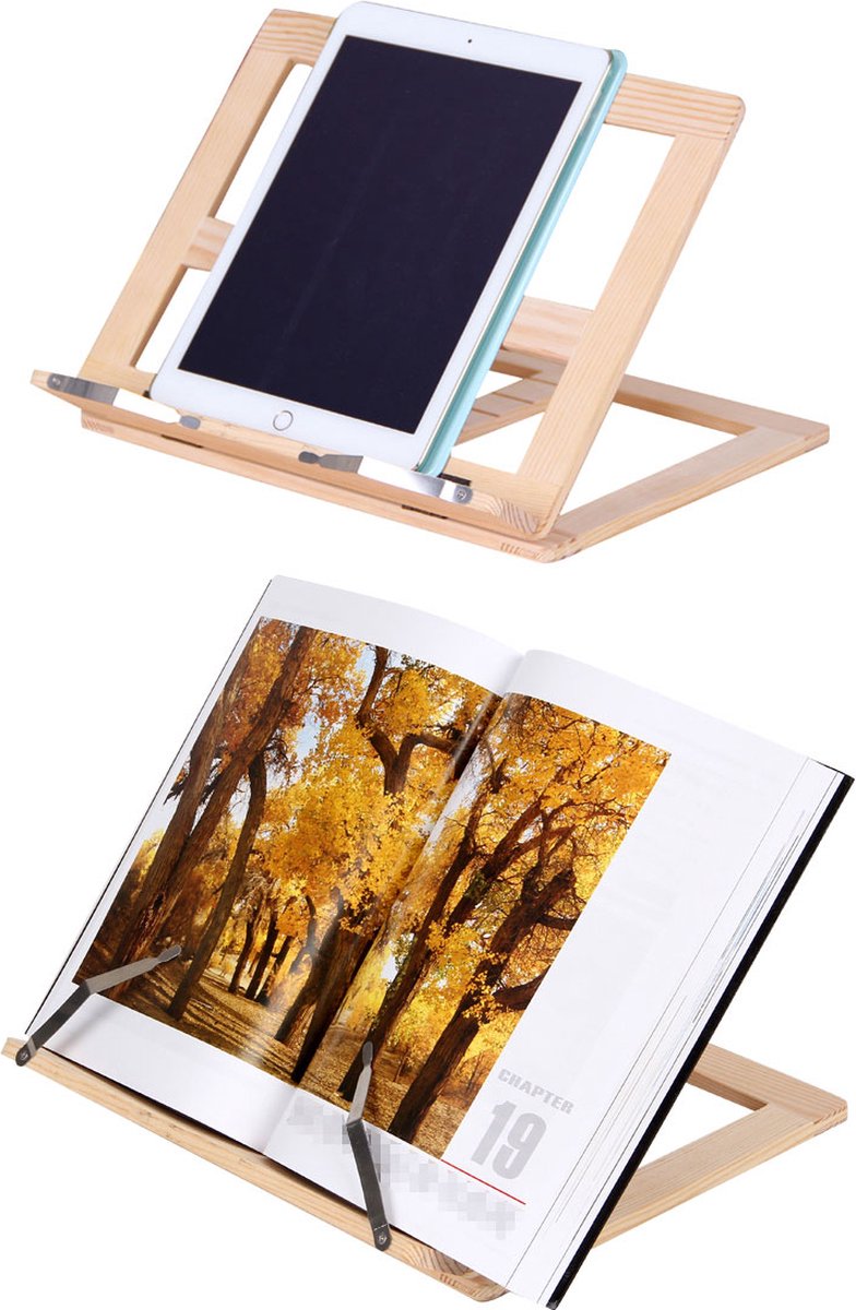 Houten boekenstandaard - Naturel | bol.com