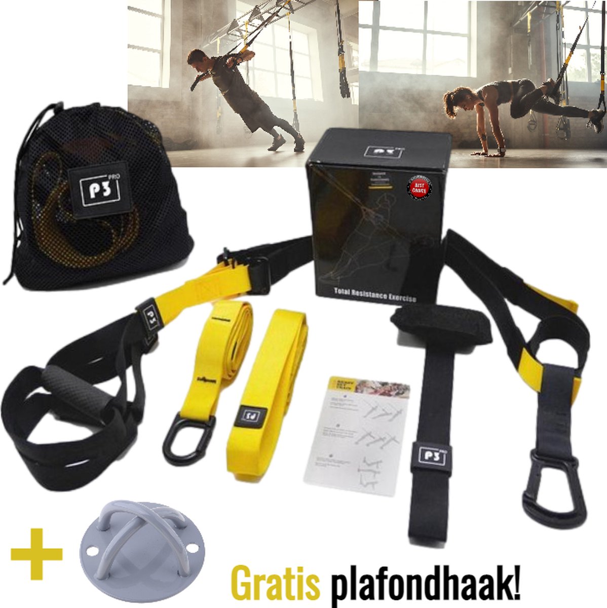 TRX set - Suspension Trainer Pro voor thuis - inclusief Plafondhaak ...