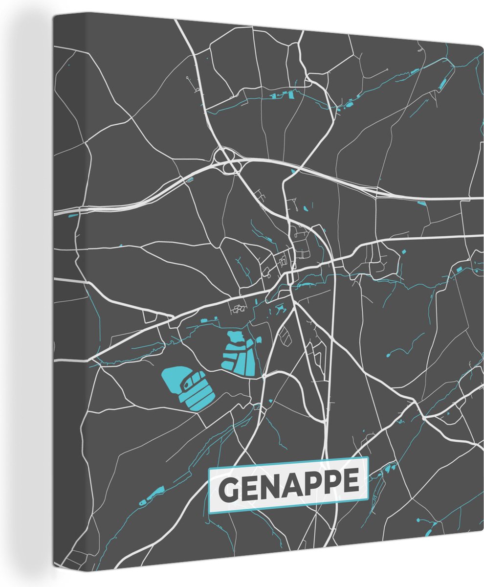 Toile Peinture Plan de Ville - Grijs - Carte - Genappe - België - Carte ...