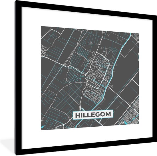 Fotolijst incl. Poster - Hillegom - Kaart - Stadskaart - Plattegrond ...