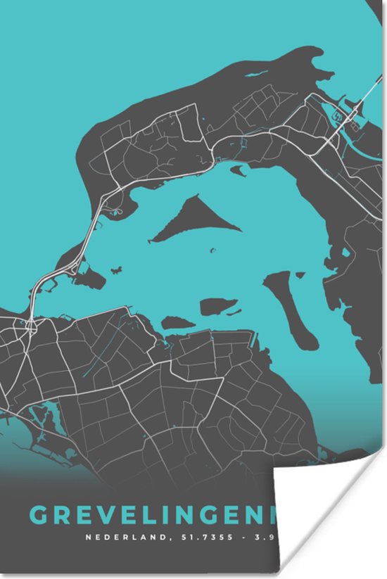 Poster Kaart - Meer - Plattegrond - Stadskaart - Nederland ...