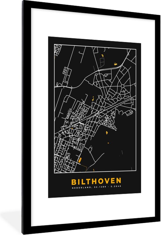 Fotolijst incl. Poster - Bilthoven - Stadskaart - Plattegrond - Kaart ...