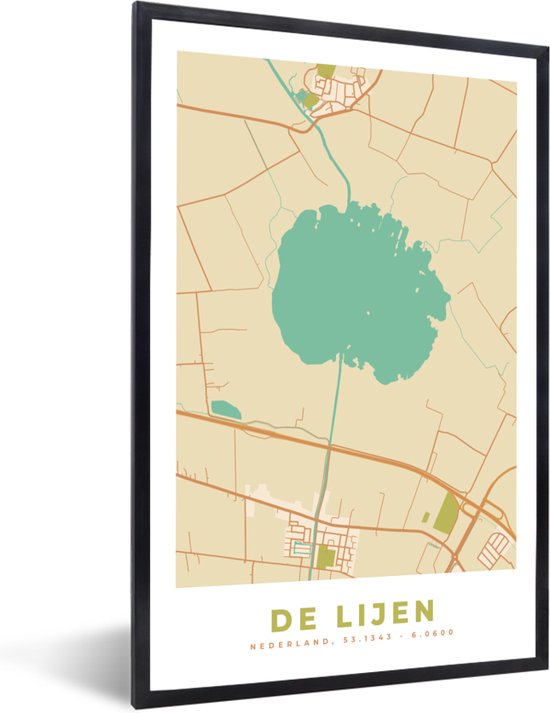 Fotolijst incl. Poster - Kaart - Vintage - Plattegrond - De Lijen ...