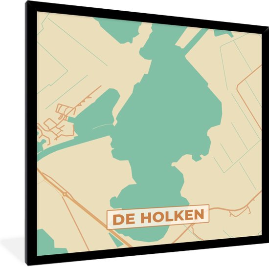 Fotolijst incl. Poster - Vintage - Kaart - De Holken - Stadskaart ...