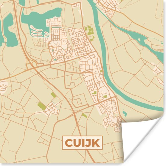 Poster Cuijk - Vintage - Stadskaart - Plattegrond - Kaart - 100x100 cm ...