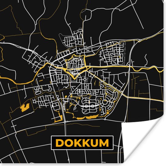 Poster Dokkum - Stadskaart - Plattegrond - Kaart - Plattegrond - 30x30 ...