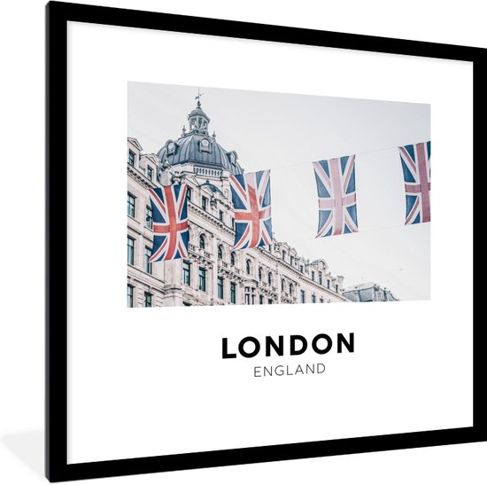 Fotolijst incl. Poster - Londen - Vlag - Engeland - 40x40 cm ...