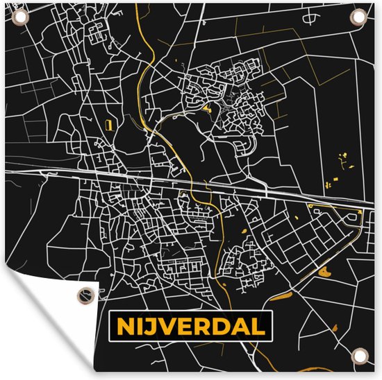 Tuindoek Nijverdal - Black and Gold - Stadskaart - Plattegrond - Kaart ...